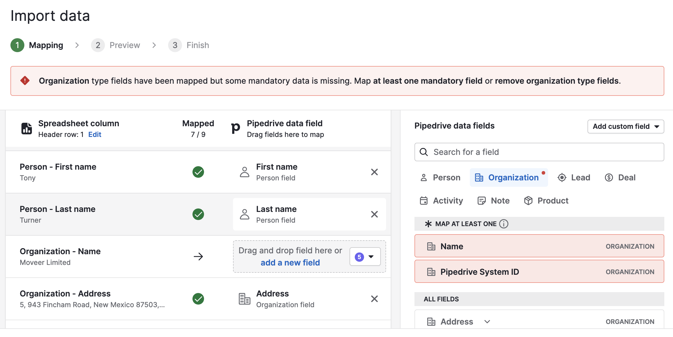 Importing: errors and skip files - Knowledge Base | Pipedrive
